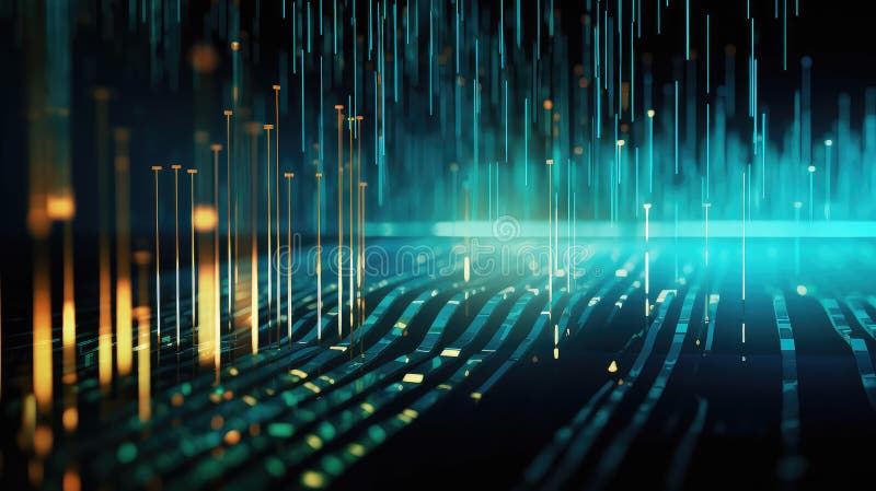 Ai digital data flow stock illustration. Illustration of wave - 291623244