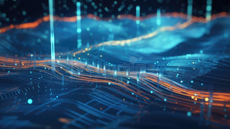 Ai digital data flow stock illustration. Illustration of business ...