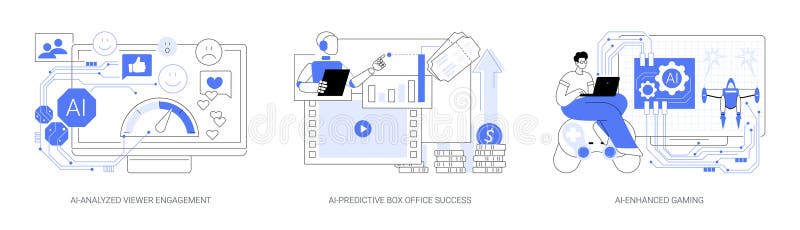 AI in Digital Entertainment Abstract Concept Vector Illustrations ...