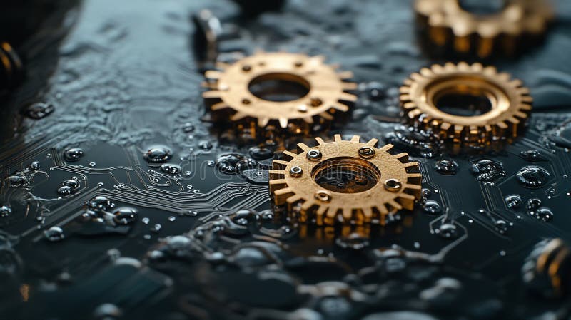 AI Digital Gears and Network Connections in Blue Technology Stock Photo ...