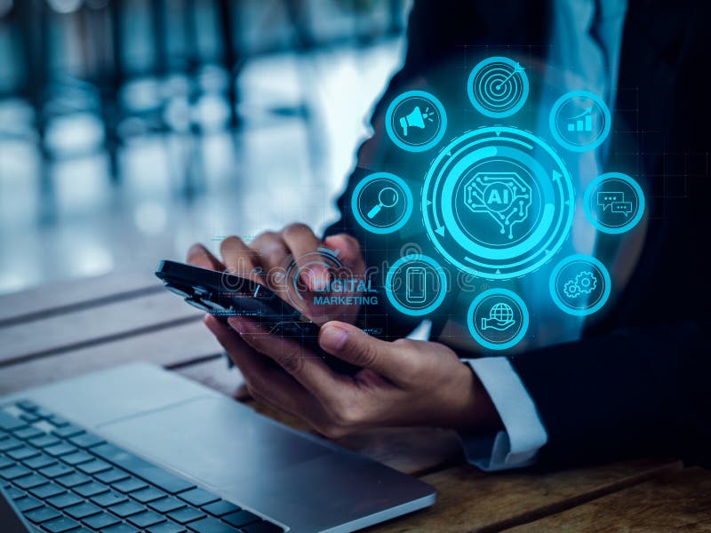 AI Digital Marketing Automation Concept. Artificial Intelligence ... AI Digital Marketing Automation Concept. Artificial Intelligence ...