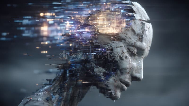 AI with Digital Mind, Cyborg Head, and Futuristic Concept Stock Image ...