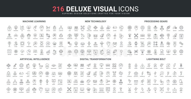 AI and Digital System Transformation, Lightning Bolt and Gear ...