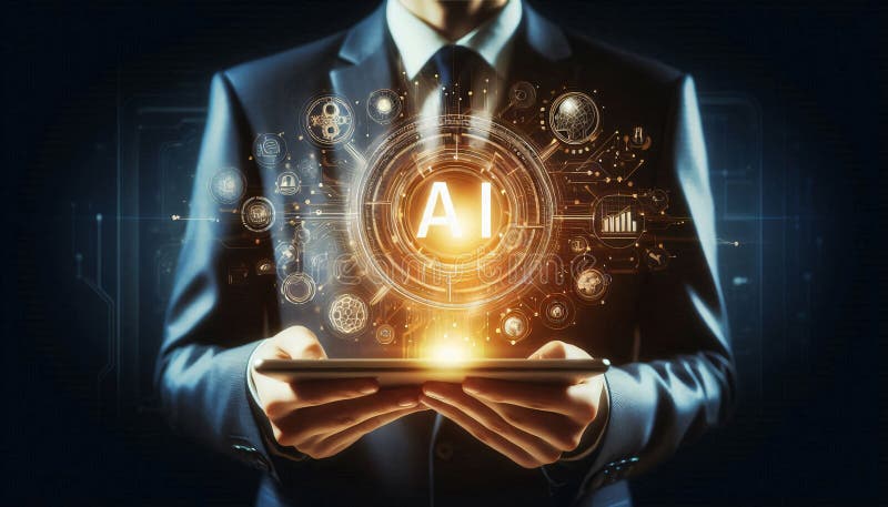 AI Digital Technology, Businessmen Demonstrate To Use AI Artificial ...