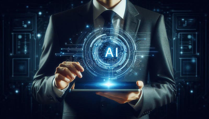 AI Digital Technology, Businessmen Demonstrate To Use AI Artificial ...