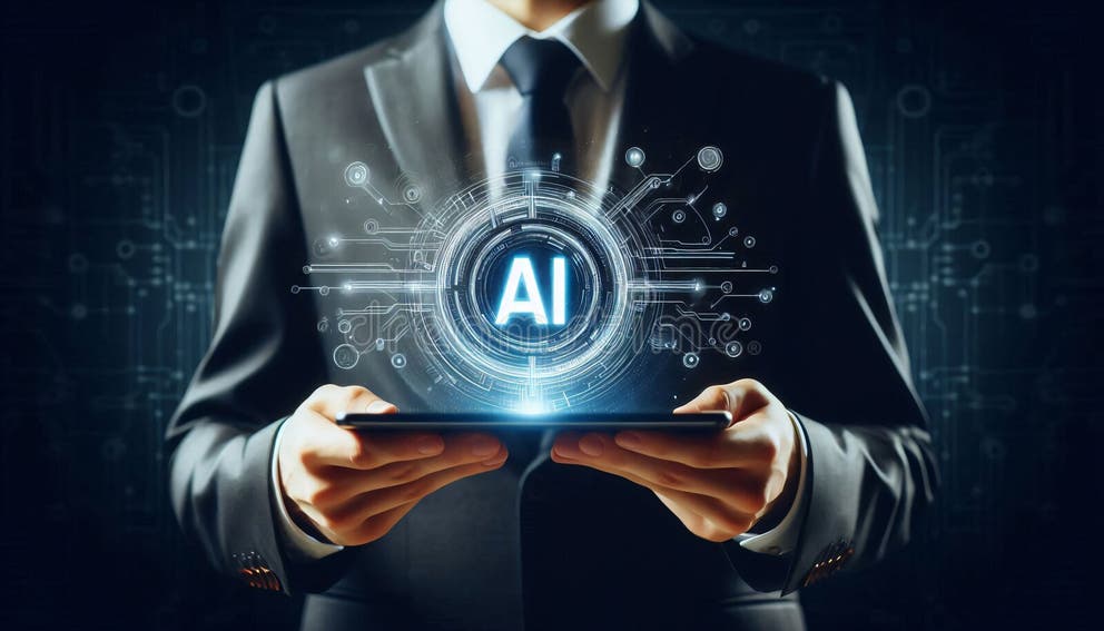 AI Digital Technology, Businessmen Demonstrate To Use AI Artificial ...