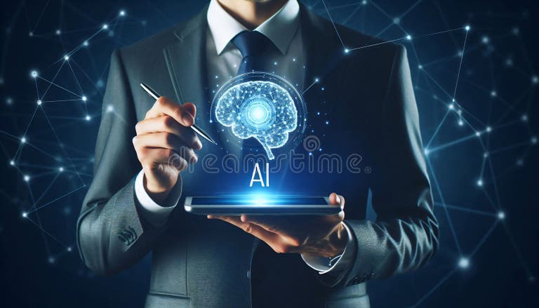AI Digital Technology, Businessmen Demonstrate To Use AI Artificial ...