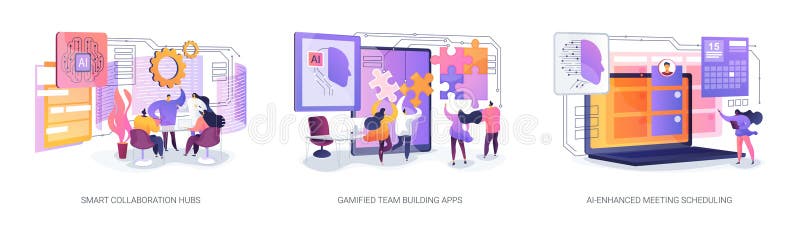 AI and Digital Tools Boosting Team Efficiency Abstract Concept Vector ...