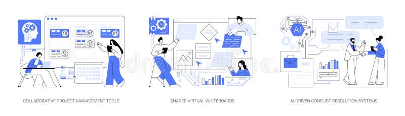 AI and Digital Tools Enhancing Team Collaboration Abstract Concept Vector Illustrations. Stock ...