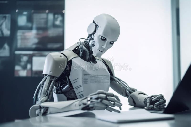 Ai Document Laptop Paper Hand Office Digital Robot Artificial ...
