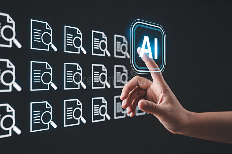 Ai Document Search Concept Artificial Intelligence Data Analysis and Automation Technology Stock ...