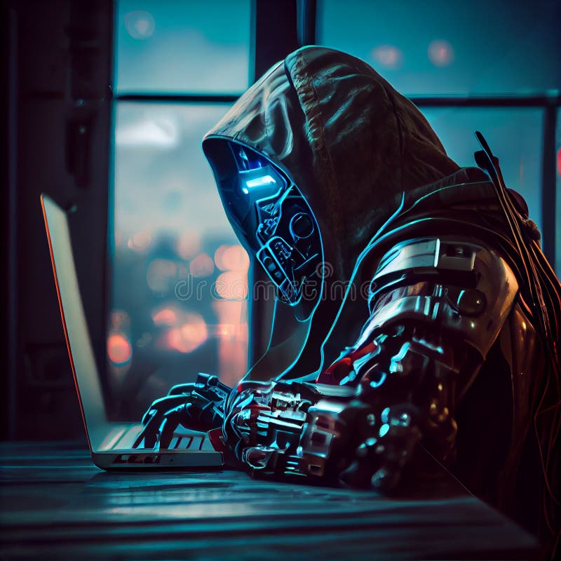 AI Does Work, the Robot is Typing on the Computer. Generative AI Stock ...