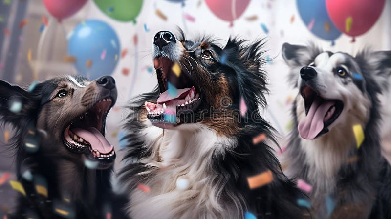 AI Dogs in the Background Celebrating a Party. Generated Stock ...