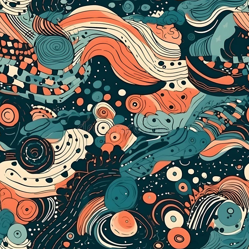 AI Drawn Flat Design Abstract Seamless Doodle Pattern, Neural Network ...
