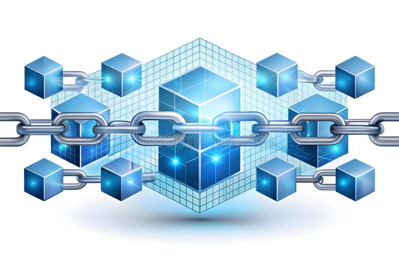 Ai Driven Blockchain Elements Concept As Abstract Elements Representing Blockchain Technology