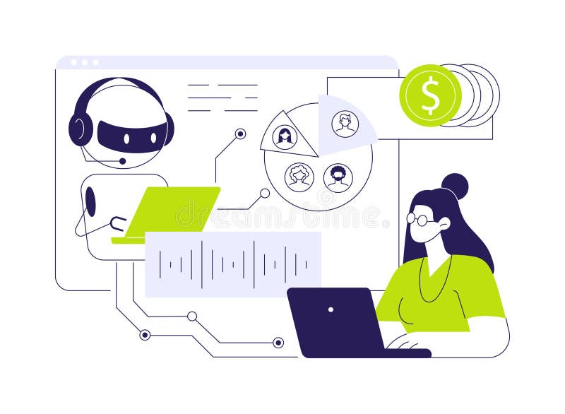 AI-Driven Call Analysis Abstract Concept Vector Illustration. Stock ...