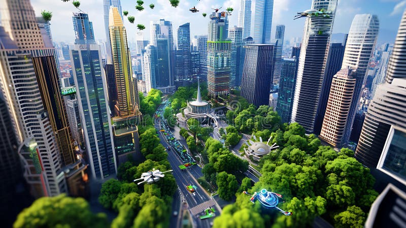 AI-driven Cityscape, Advanced Technology, Digital Society, Futuristic ...