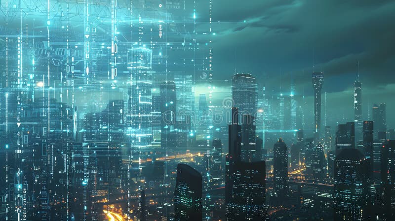 AI-driven Cityscape Futuristic Infrastructure Digital. Stock ...