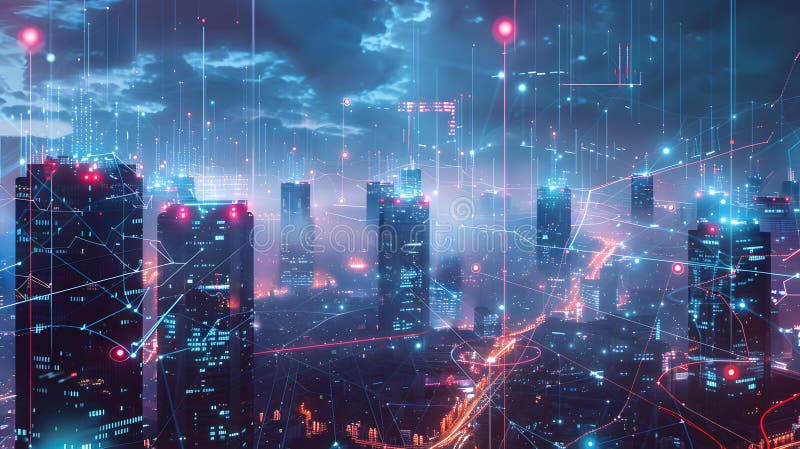 AI-driven Cityscape Futuristic Infrastructure Digital. Stock ...
