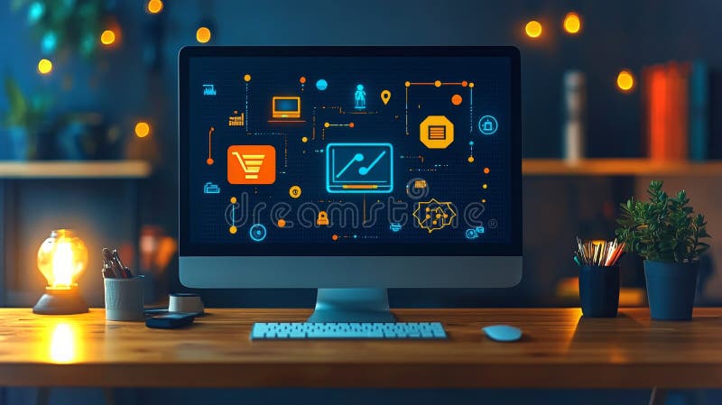 AI Driven Customer Service Tools Enhancing User Experience in a Modern Workspace Stock Image ...