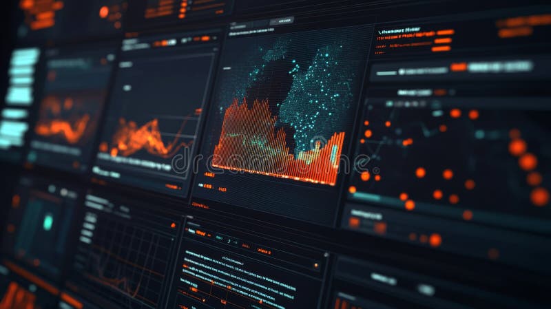 AI Driven Cybersecurity Dashboard Close Up with Data Visualization ...