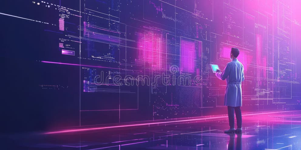 AI-driven Diagnostics System Projecting Medical Data, Doctor ...