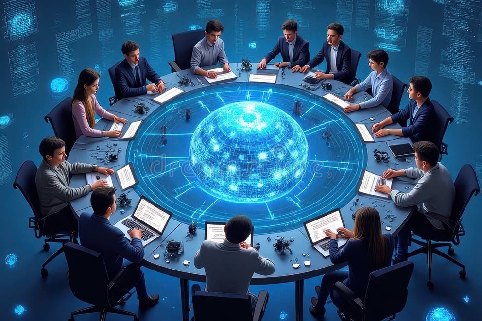 AI-Driven Ecosystems Propelling Open Innovation and Collaboration Stock Illustration ...