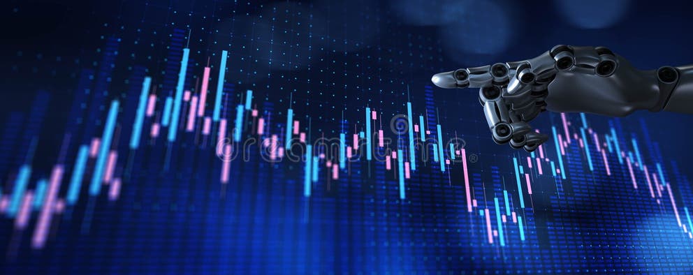 AI-Driven Financial Forecasting with Robotic Precision. 3d Render Stock ...