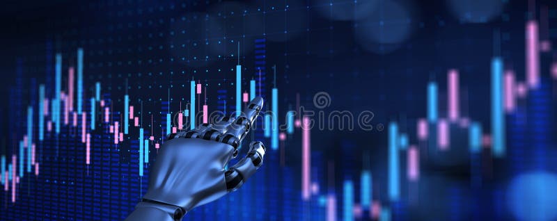 AI-Driven Financial Forecasting with Robotic Precision. 3d Render Stock ...