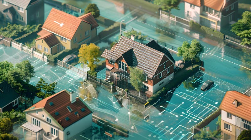 Driven Flood Prevention Systems Technology Stock Illustration ...