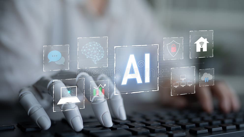 AI-driven Integration Across Smart Systems Latch Stock Illustration - Illustration of chatbot ...