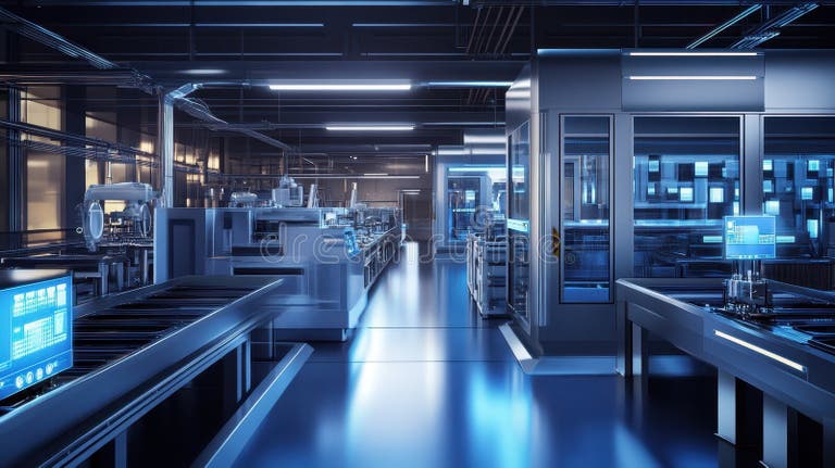 AI-Driven Optimization in an Advanced Assembly Line Workflow Stock ...