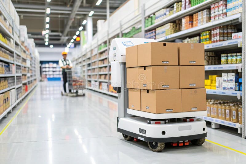 AI-Driven Smart Retail: Autonomous Robots in Store Logistics Stock ...