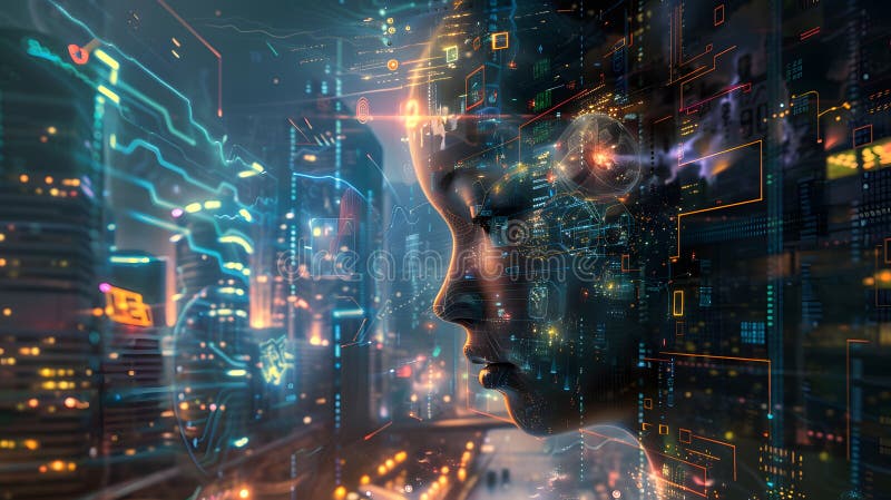 AI-driven Society Futuristic City Advanced Technology. Stock ...