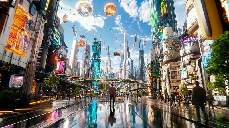 AI-driven Society, Futuristic City, Advanced Technology Stock ...