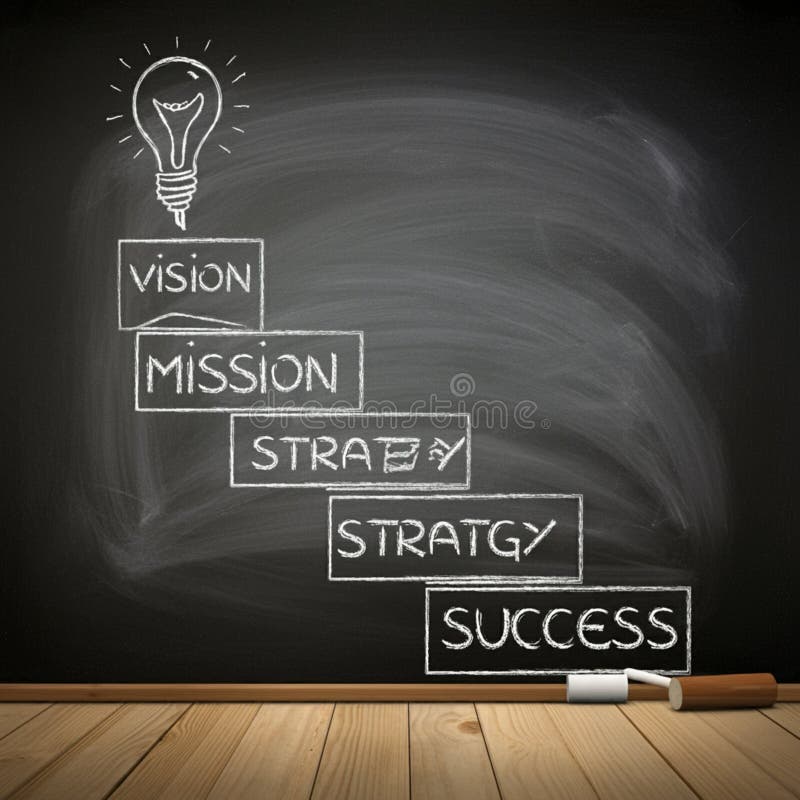 AI-Driven Steps To Success: Vision, Mission, Strategy, and Success with a Lightbulb of ...