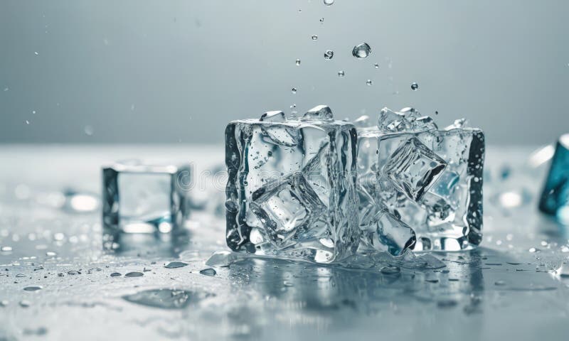 Ice Cubes with Water Splashing on Them Stock Illustration ...