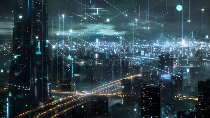 AI-driven World Advanced Infrastructure Futuristic City. Stock ...