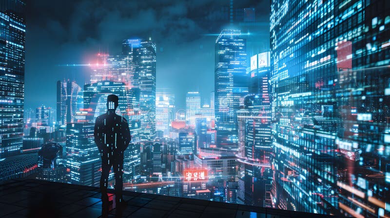 AI-driven World Autonomous Systems Futuristic Urban. Stock Illustration ...