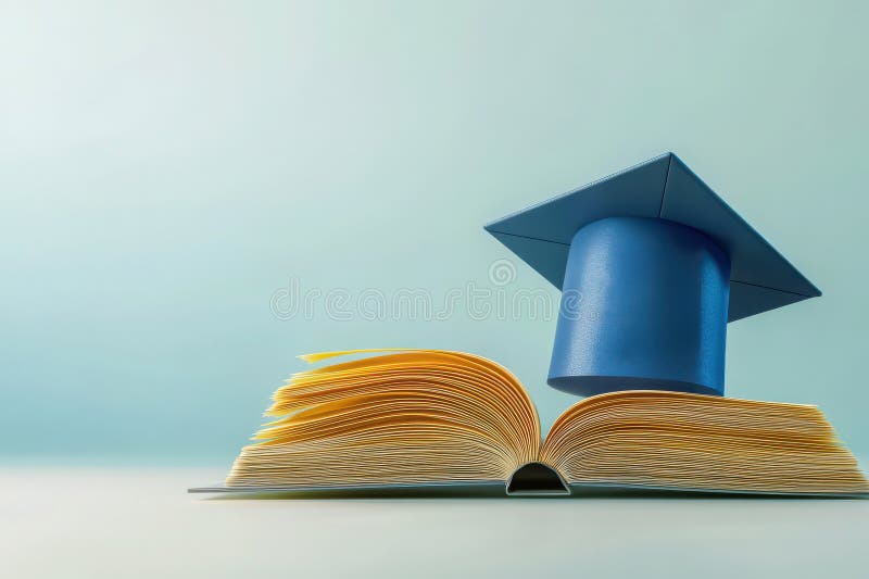 AI Education Concept Featuring a Book and Graduation Cap Symbolizing ...