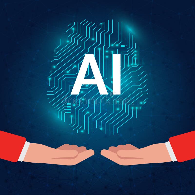 Ai Electronic Brain, Human Hands with Artificial Intelligence Hanging ...