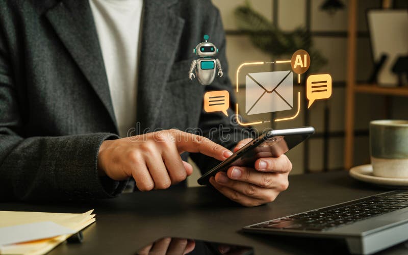 AI Email Communication and Smart Technology Stock Illustration ...