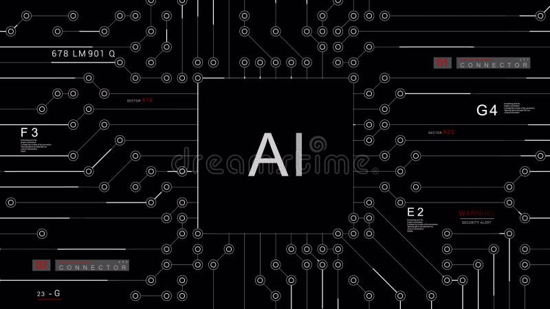 AI Embedded Computer Chip with Electric Blue Circuit Component Stock ...