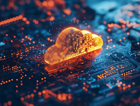 AI-empowered Digital Transformation, Luminous Data Points, and Network Integration Depicting ...