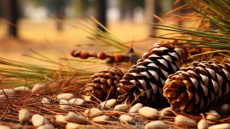 Enchanted Autumn: Pine Nuts and Magic on the Forest Floor Stock ...