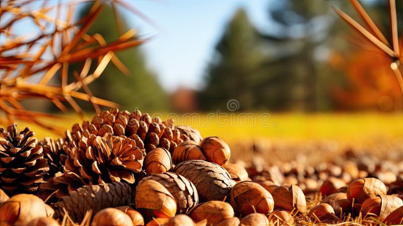 Enchanted Autumn: Pine Nuts and Magic on the Forest Floor Stock ...
