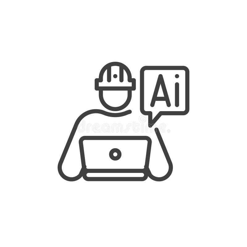 AI Engineer line icon stock illustration. Illustration of computer ...