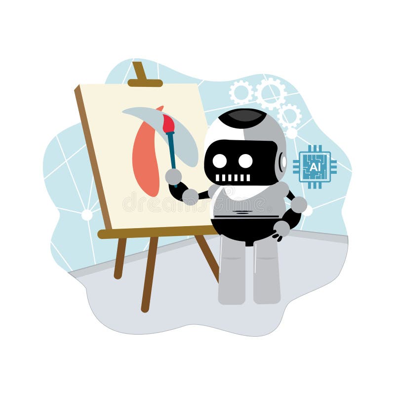 AI-Enhanced Digital Painting with AI Tools Stock Illustration ...