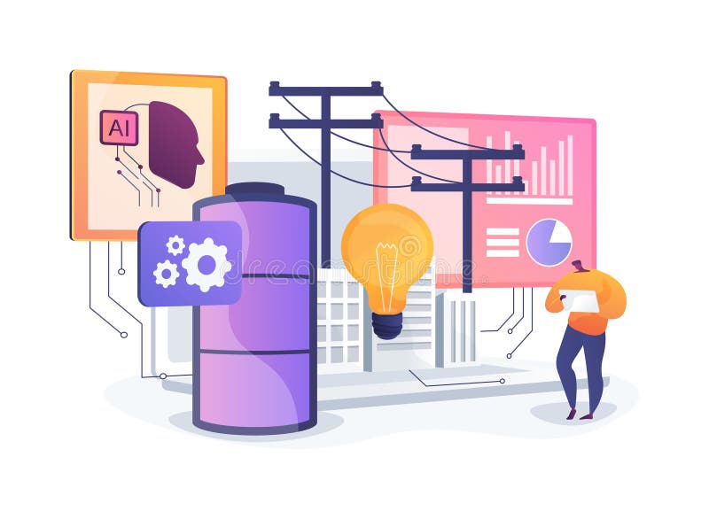 AI-Enhanced Energy Grid Management Abstract Concept Vector Illustration ...