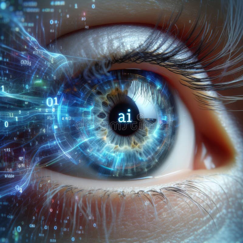 AI Enhanced Eye with Futuristic Data Overlay Stock Image - Image of ...